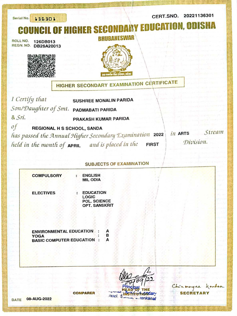 Marksheet Document | PDF