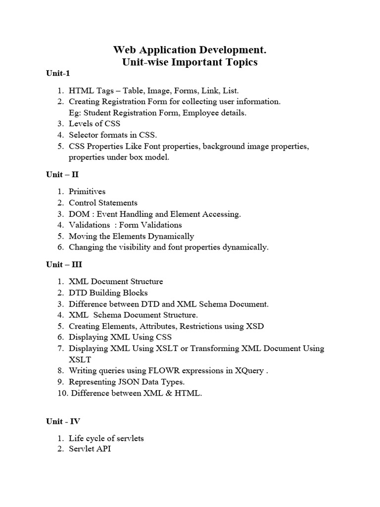 Web Application Development Topics Guide | PDF | Technology & Engineering