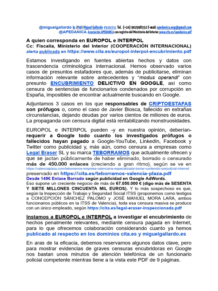 Europol Interpol Encubrimiento | PDF