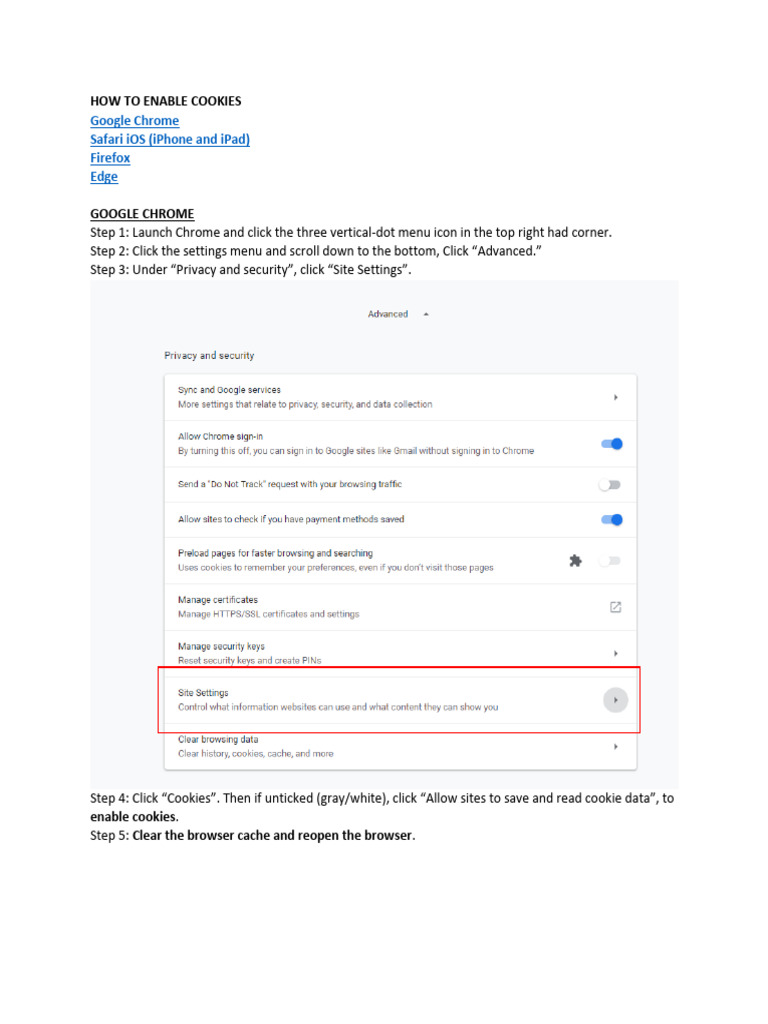How To Enable Cookies | PDF