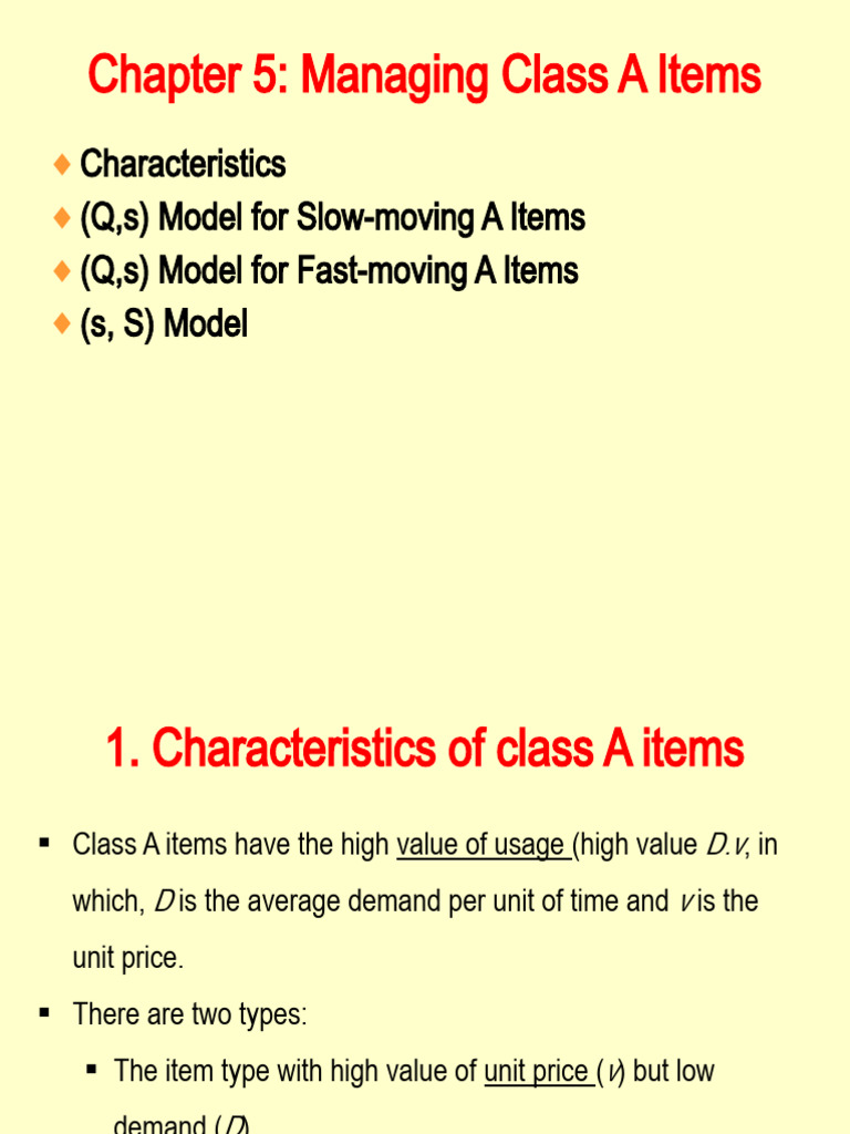 Chapter 5 - Managing Class A Items | PDF