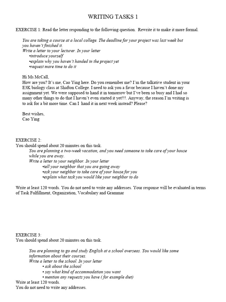 Writing Tasks 1 | PDF