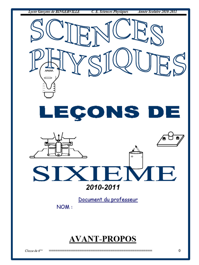 Cours FPC 6ème Prof | PDF