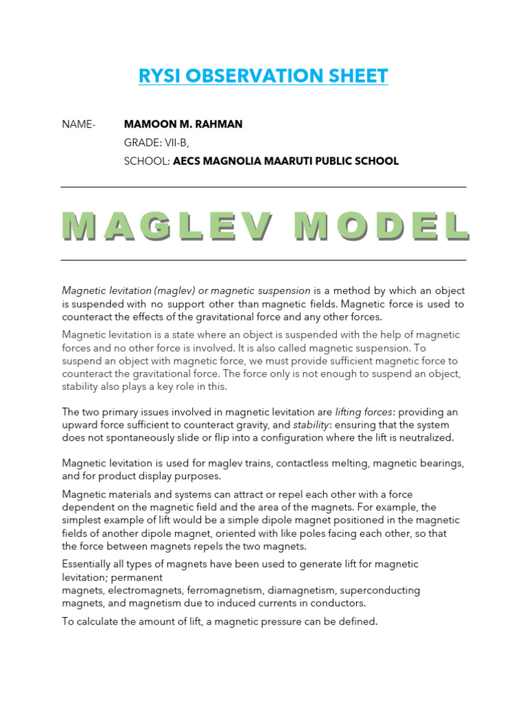 Rysi Observation Sheet | PDF | Building Engineering | Physical Sciences