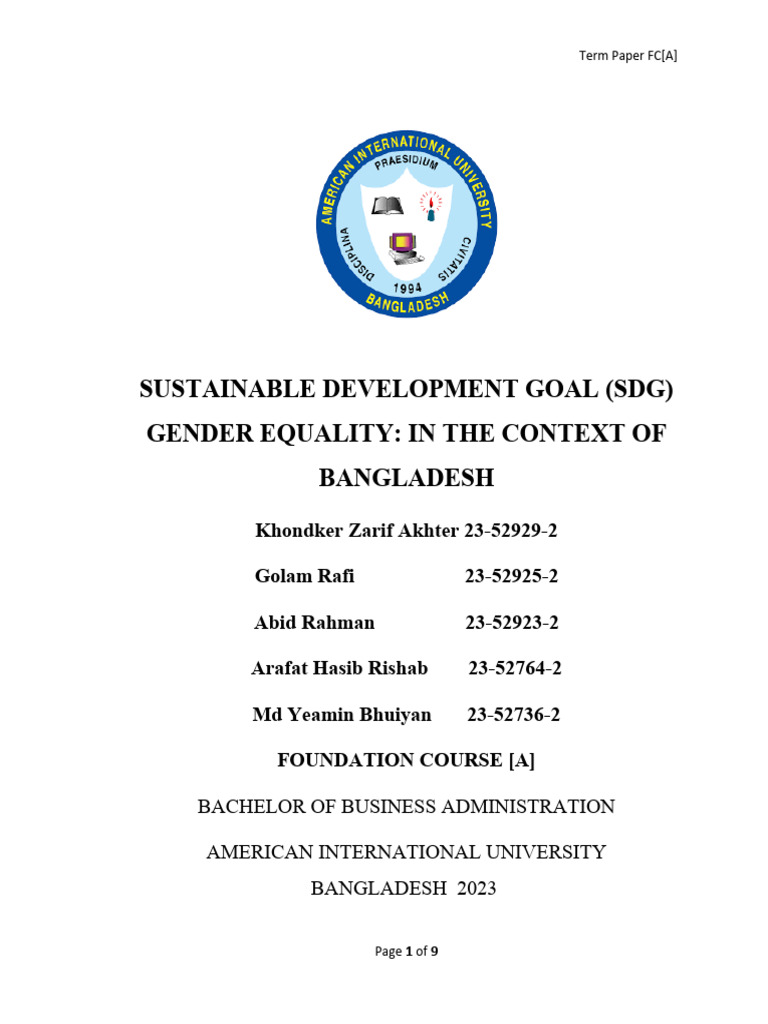 SDG Gender Equality Report | PDF | Gender Equality | Gender Studies