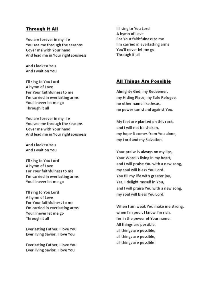 Through It All | PDF | Hymns | Jesus