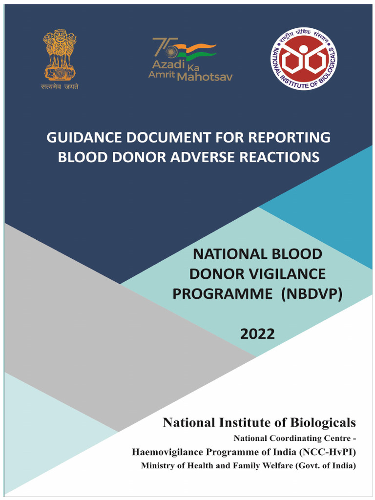 Final Guidance Document For Donor Haemovigilance | PDF | Blood Donation ...