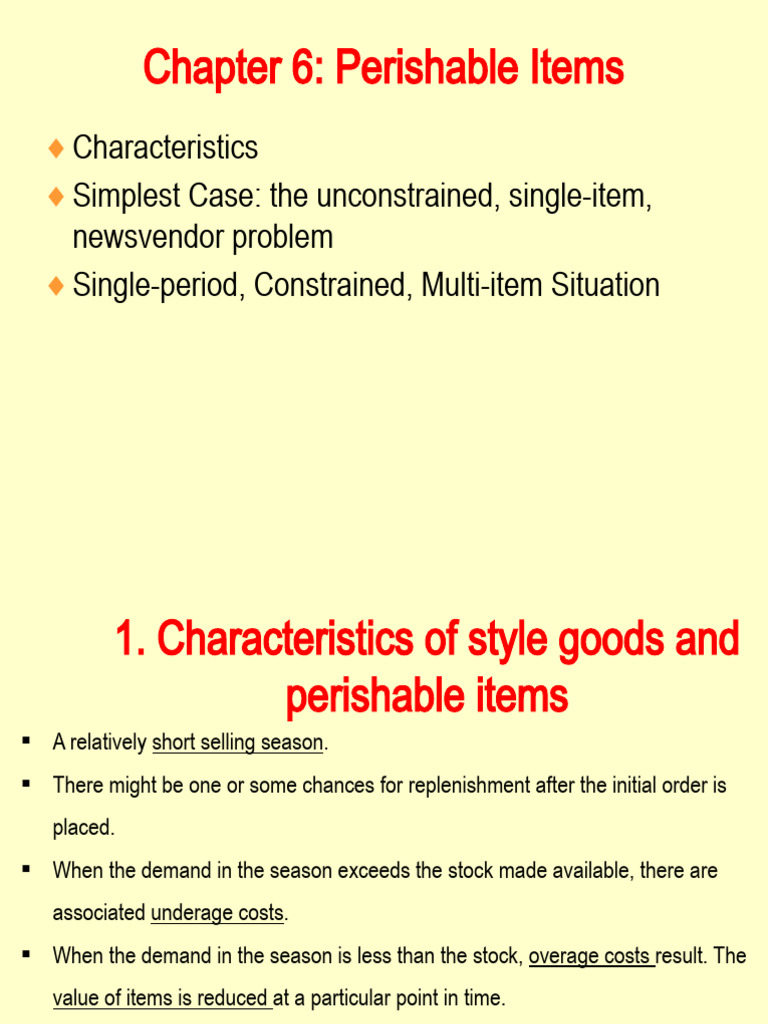 Chapter 6 - Perishable Items | PDF | Business Economics | Business Process