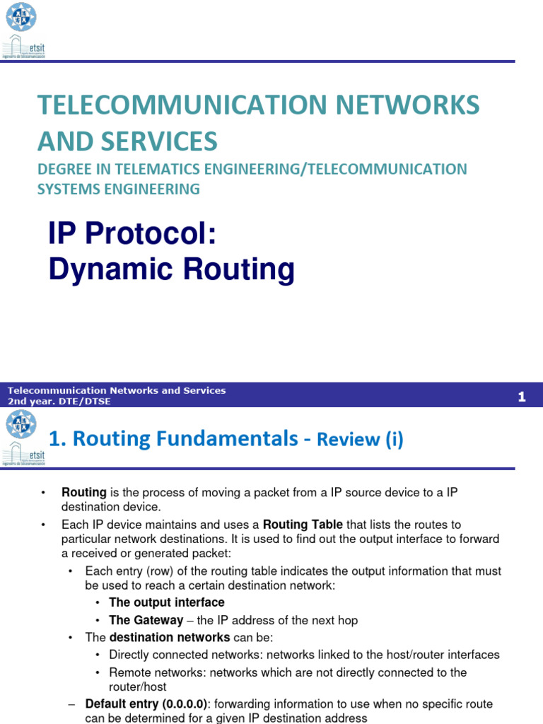 Encaminamiento Dinamico 20142015 Eng | PDF | Routing | Computer Network