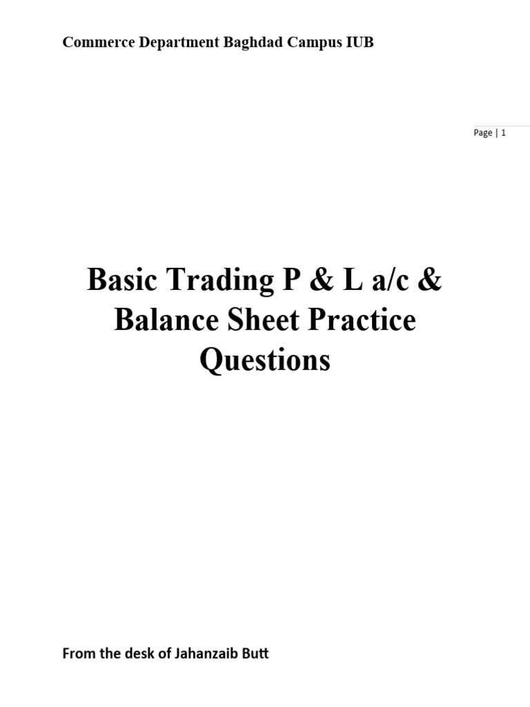 Basic Income Statement and Balance Sheet Q | PDF | Income Statement ...