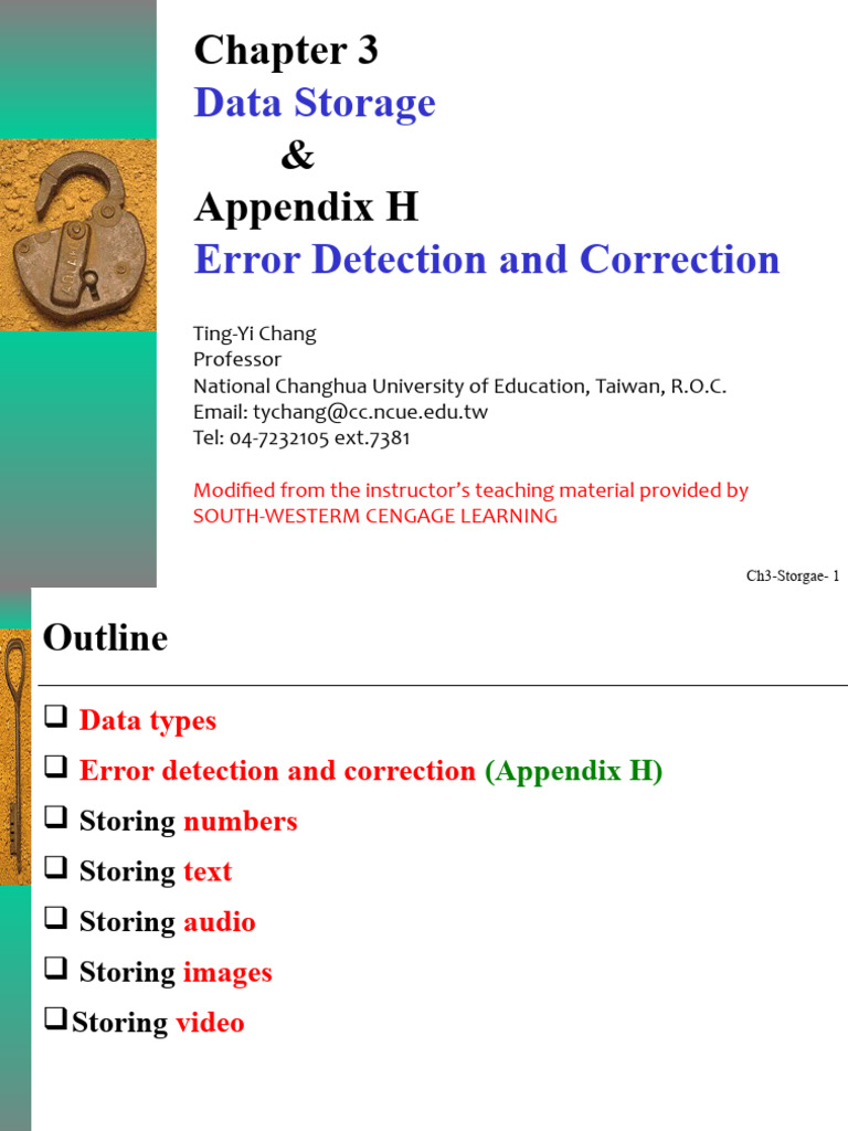 25 - Ch03-Data-Storage & Appendix H | PDF | Error Detection And Correction | Pixel