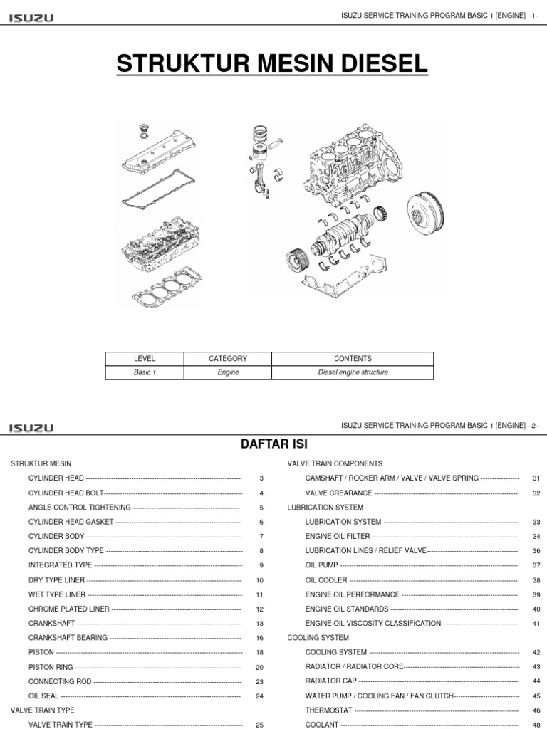 Struktur dan Komponen Mesin Diesel Isuzu | PDF