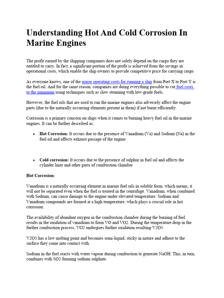 Understanding Hot and Cold Corrosion in Marine Engines | PDF | Engines ...