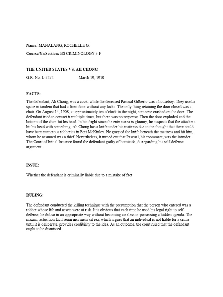 3F CASE DIGESTdocx | PDF | Mens Rea | Intention (Criminal Law)