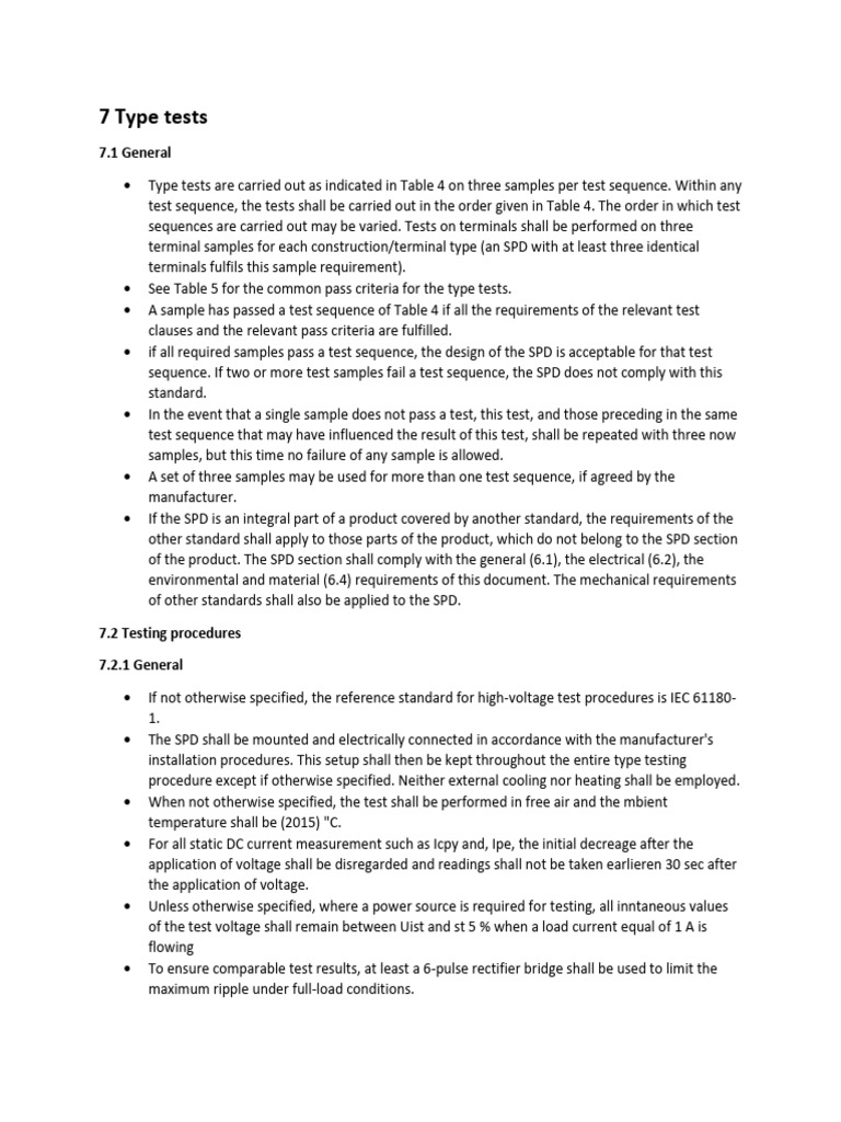 IEC 61643 Type Testing Procedures | PDF | Rectifier | Equipment