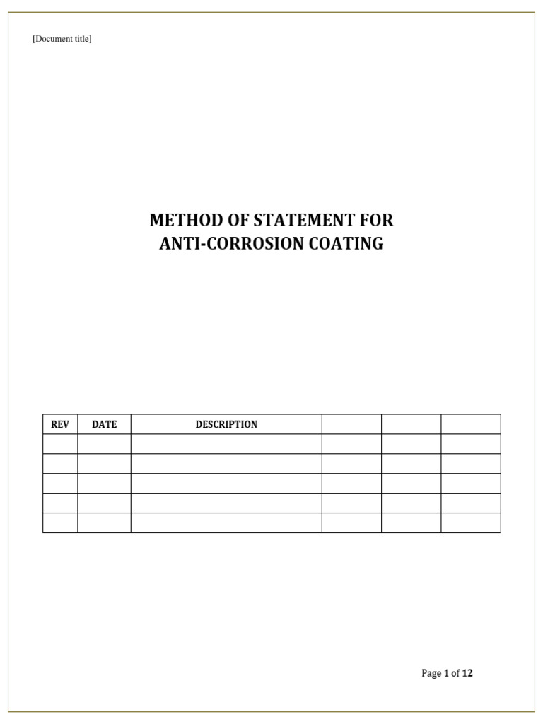 Method Statement For Anti-Corrosion Coating Rev.2 | PDF