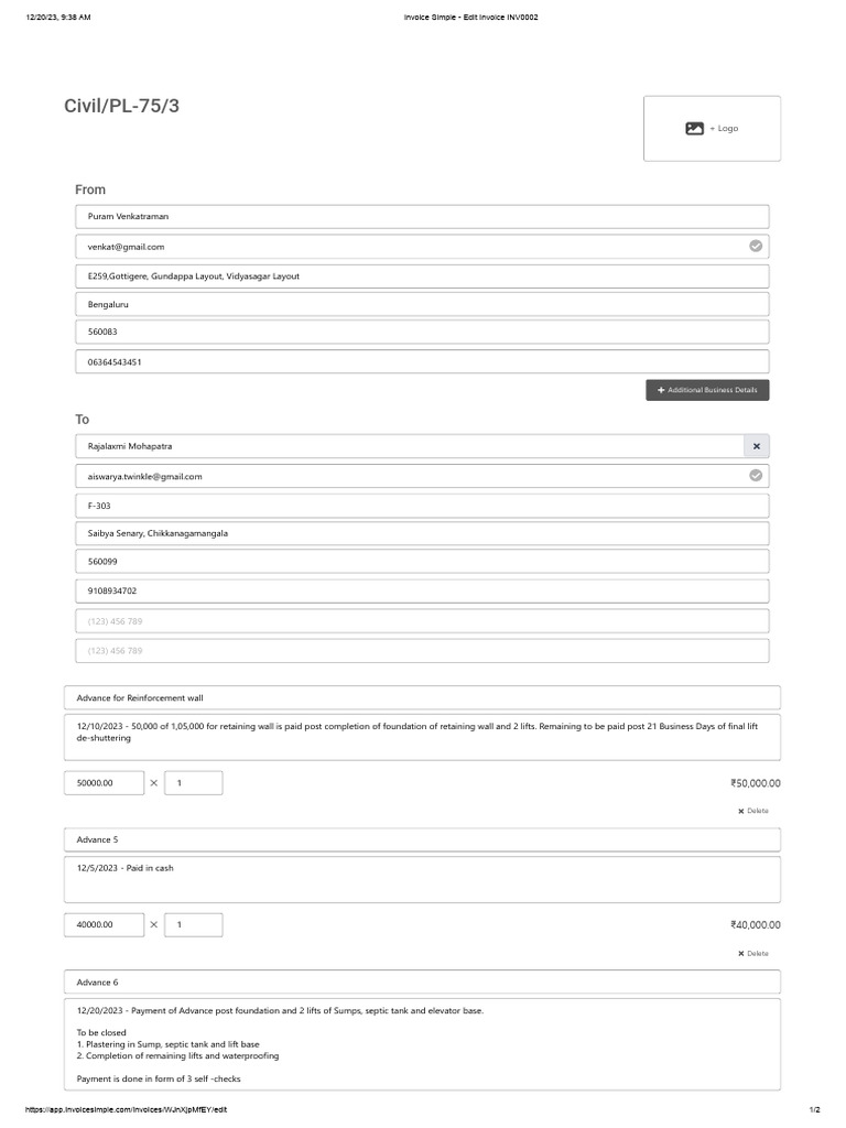 Invoice Simple - Edit Invoice INV0003 | PDF | Payments | Money
