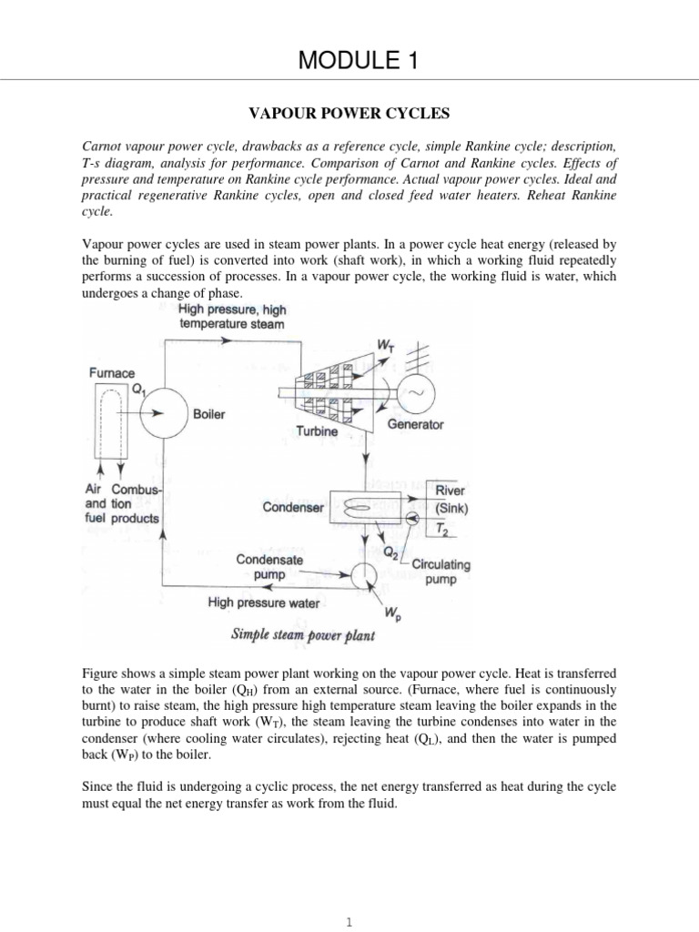 Vapour Power Cycle Module 1 | PDF | Steam Engine | Mechanical Engineering