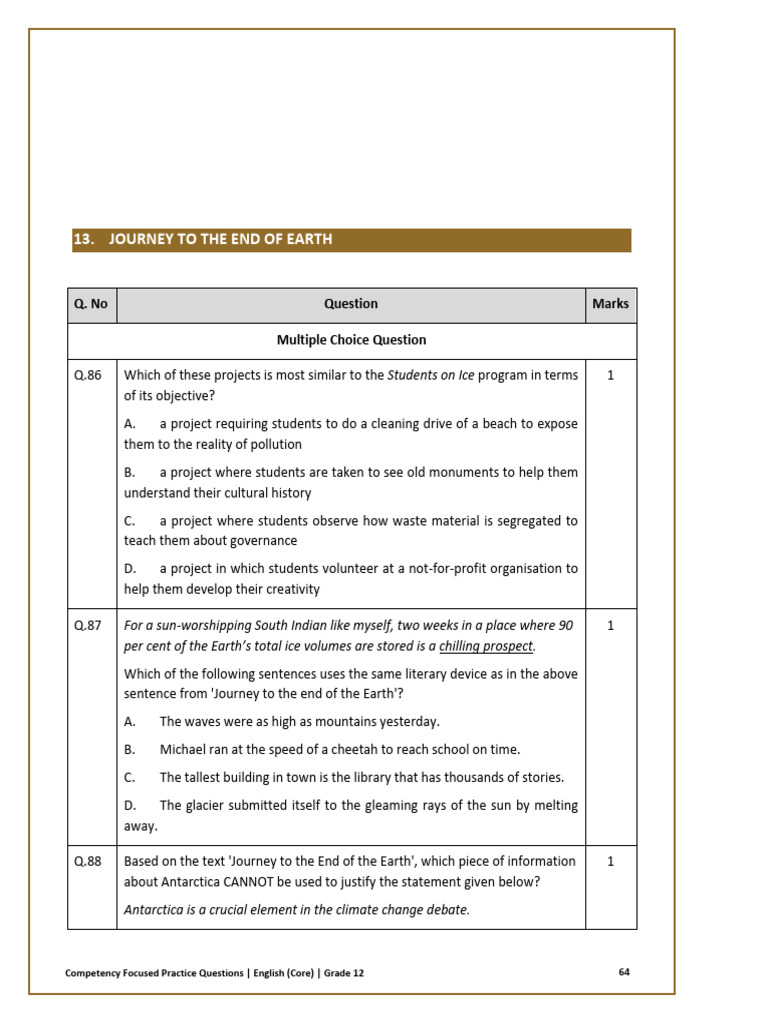 Journey To The End of The Earth - CBQ | PDF | Earth | Antarctica