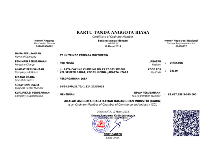 UNITRINDO PERKASA MULTIMESIN - Kta - B | PDF