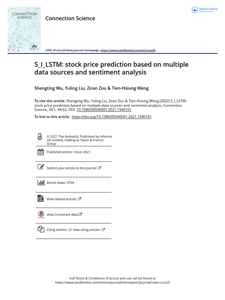 S I LSTM Stock Price Prediction Based On Multiple Data Sources and Sentiment Analysis | PDF