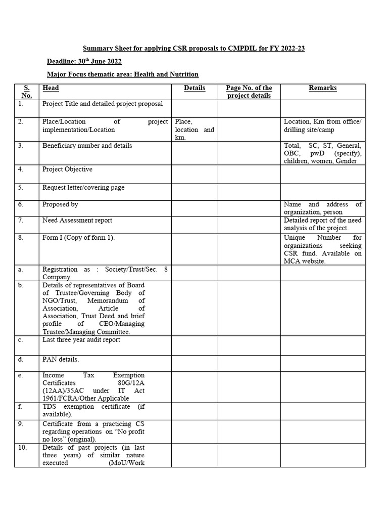 Format For CSR Grant | PDF | Trust Law | Government