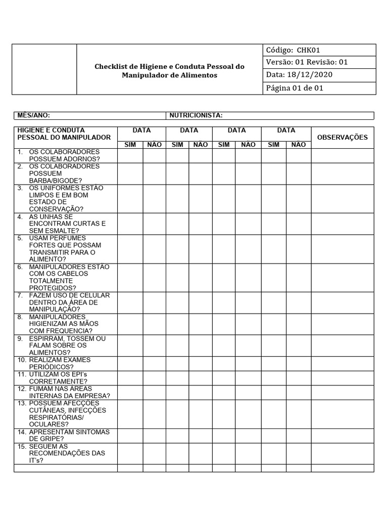 Checklist_e_PlanoAcao_POP1 | PDF | Doenças e distúrbios ...