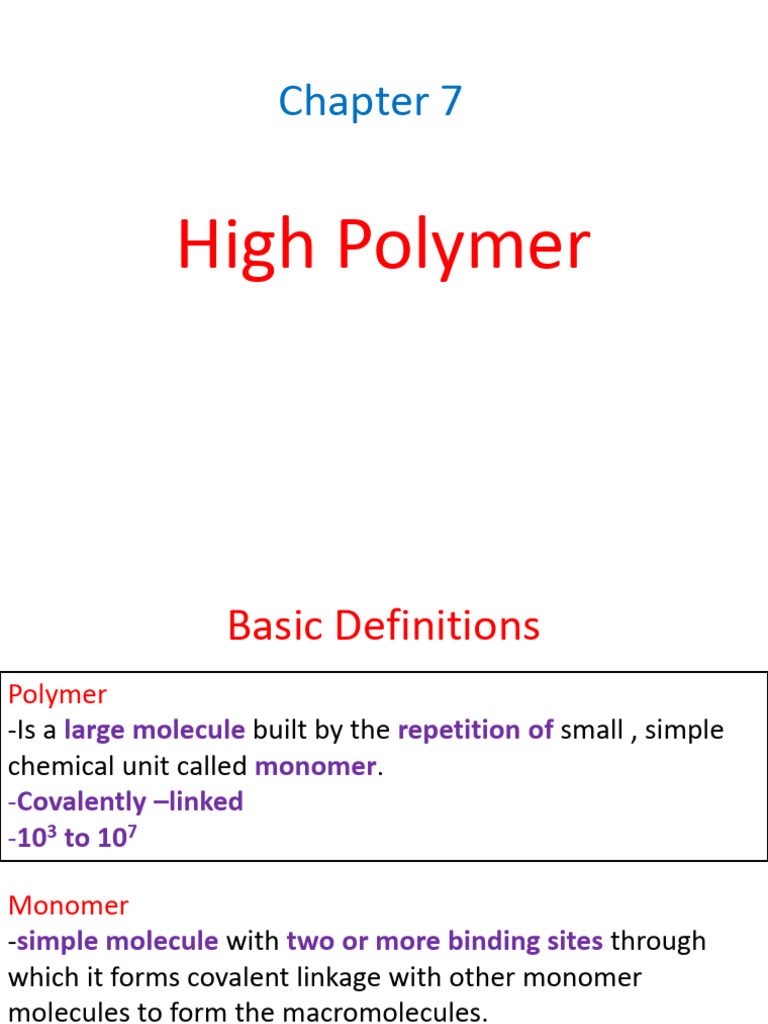 Chap 7 | PDF | Polymers | Polymerization