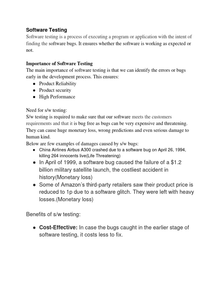Software Testing Doc 1 | PDF Software Testing Doc 1 | PDF