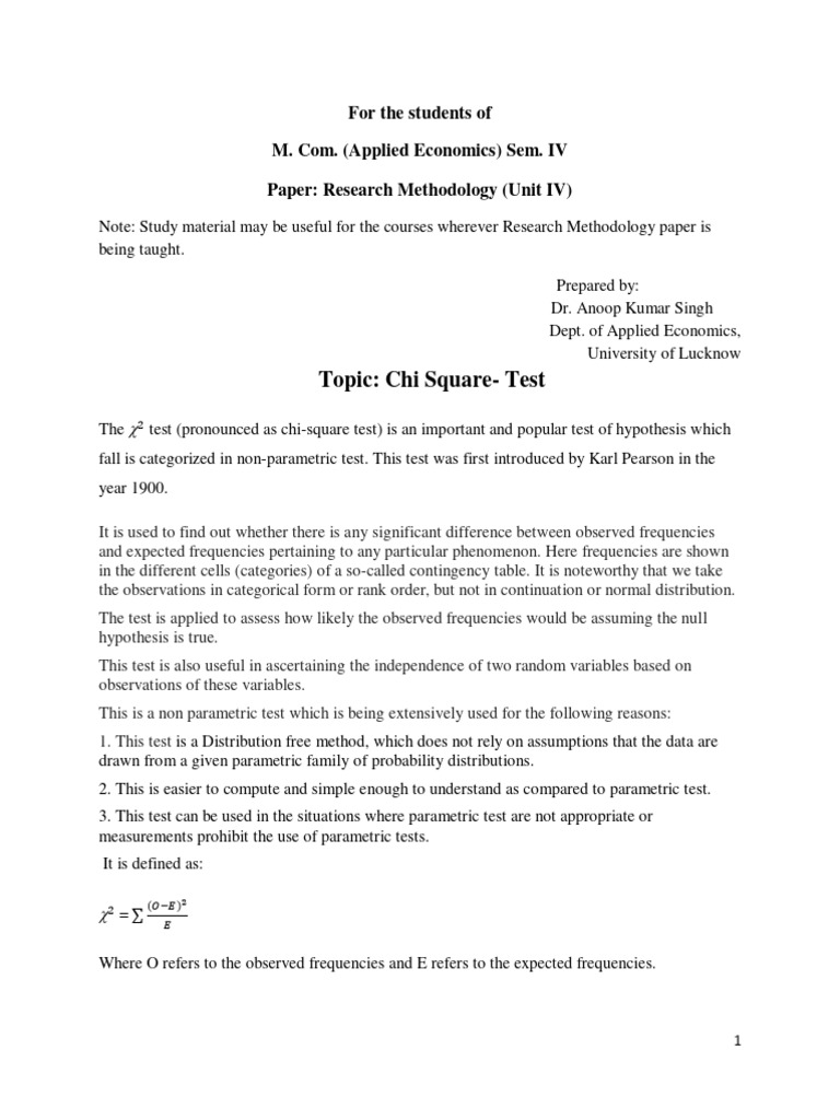 Chi-Square Test: Applications & Examples | PDF | Statistical Hypothesis ...
