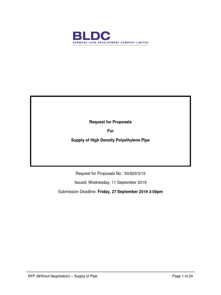 RFP Supply of HDPE Pipe | PDF | Request For Proposal | Conflict Of Interest