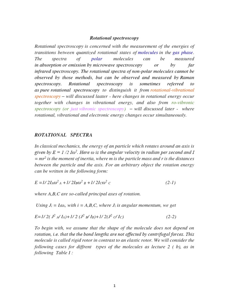 Rotational-Vibrational Spectros | PDF | Absorption Spectroscopy ...
