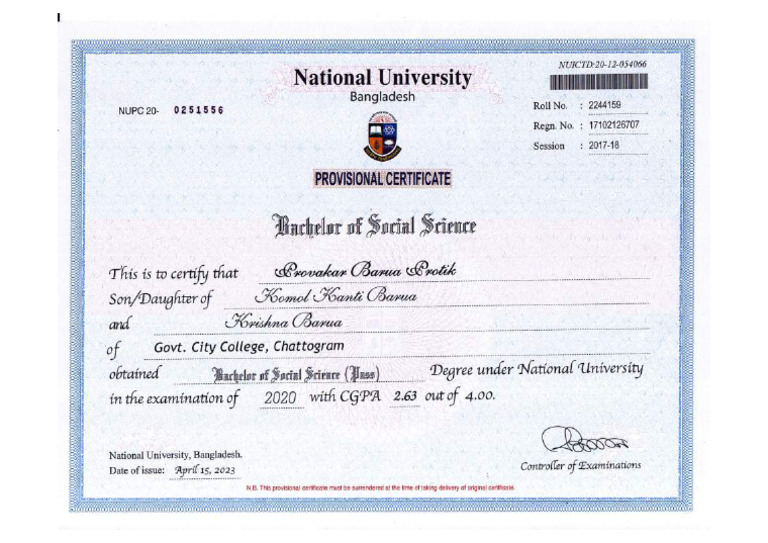 Provisnal Certificate Compressed | PDF