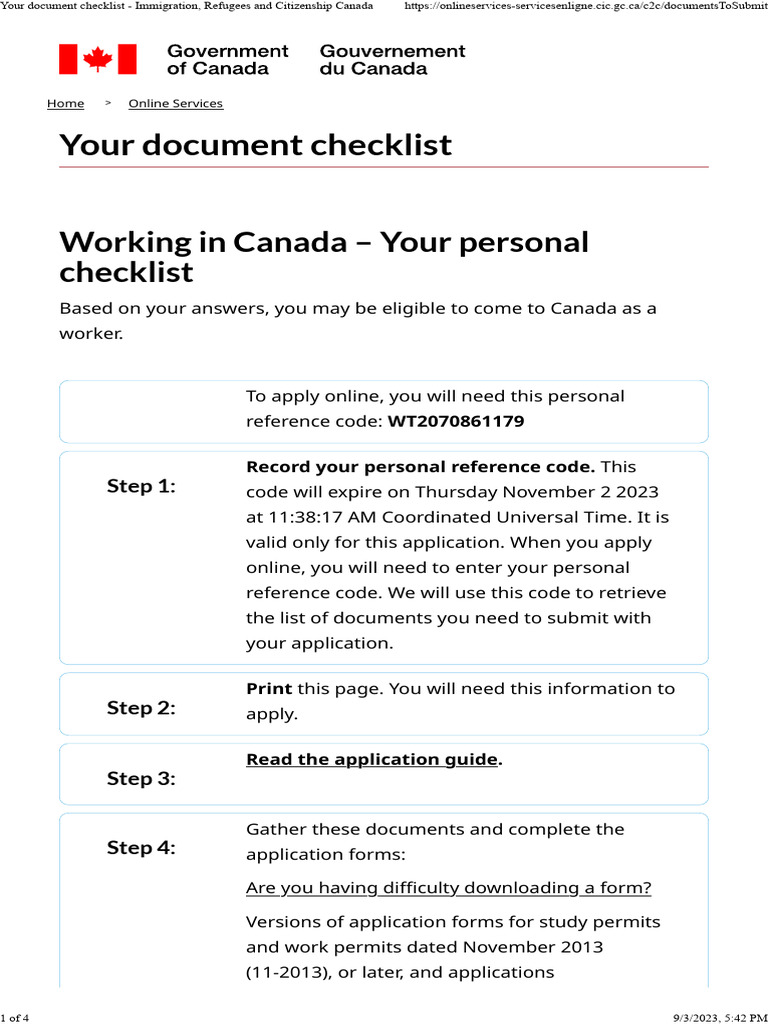 Your Document Checklist - Immigration, Refugees and Citizenship Canada ...