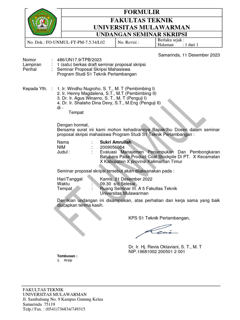 Undangan Sempro - Sukri Amrullah - NIM. 2009056054 | PDF | Teknologi ...