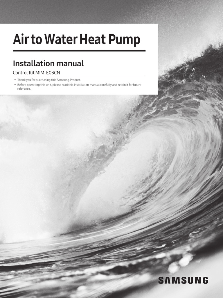 Samsung Air to Water Heat Pump Manual | PDF | Insulator (Electricity ...