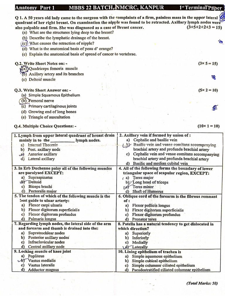 Medical 1st Proff Terminal - 1 of 2022 Batch Question Papers | PDF