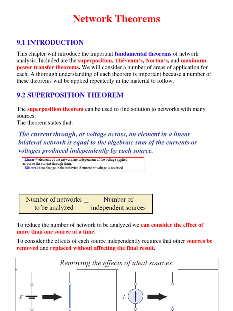 Key Network Theorems Explained | PDF | Electrical Network | Electronic ...