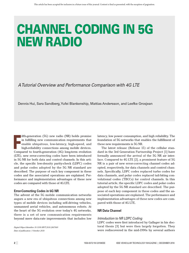 5G NR Channel Coding Overview | PDF | Low Density Parity Check Code ...