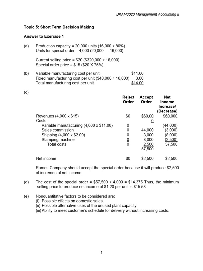 Exercise Topic 5-Answer | PDF | Income | Cost