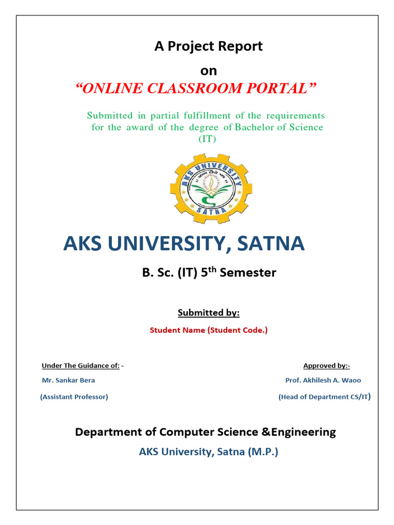 Online Classroom Portal Project Report | PDF | Php | Educational Technology