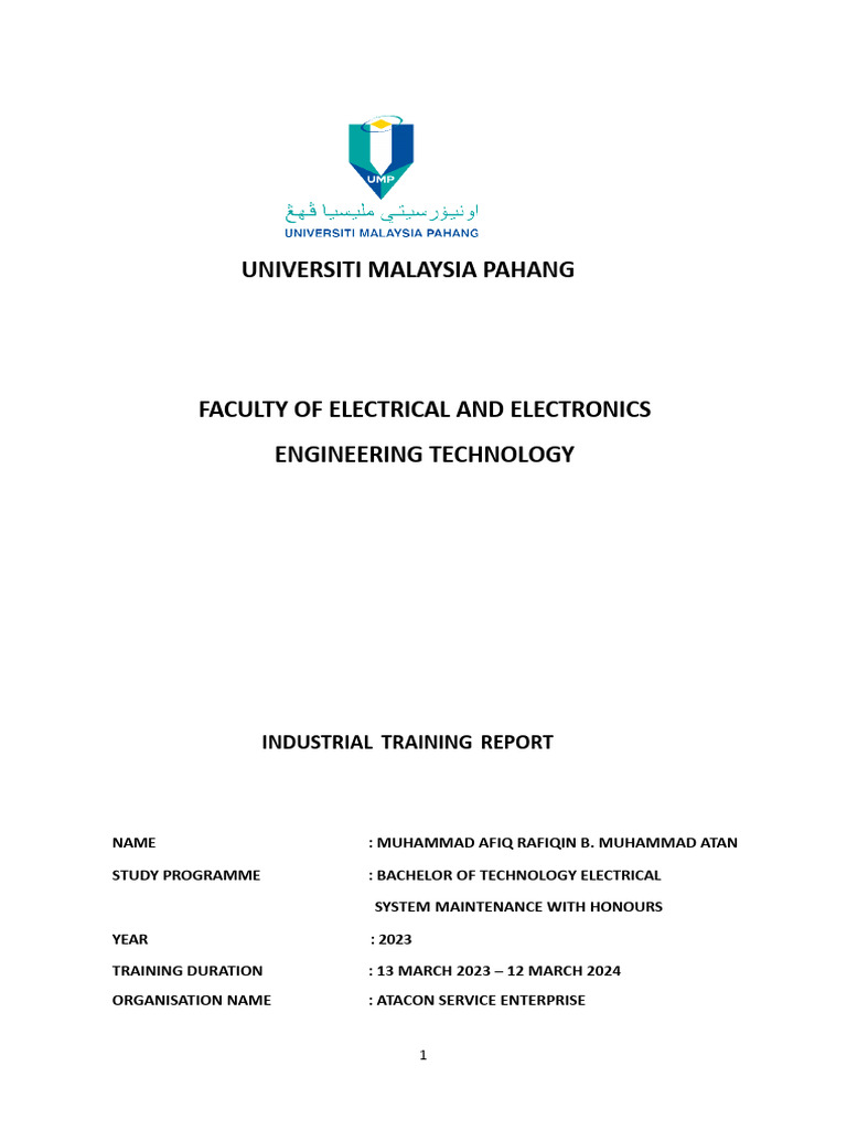 Report Industrial Training | PDF | Air Conditioning | Manufactured Goods