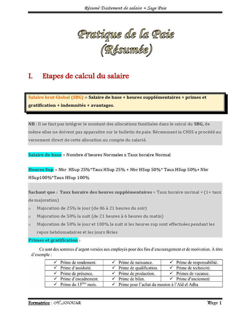 Résumé Module Pratique de La Paie | PDF