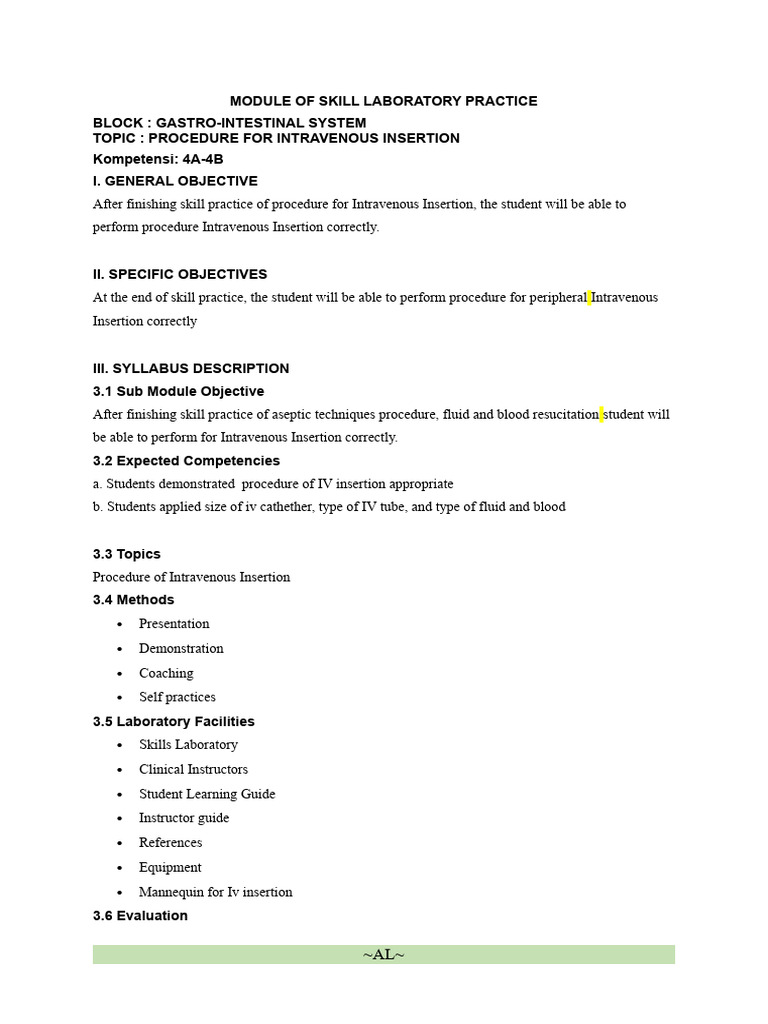 Skill 7 - Learning Guide IV Insertion Final. TA 2022-2023 | PDF