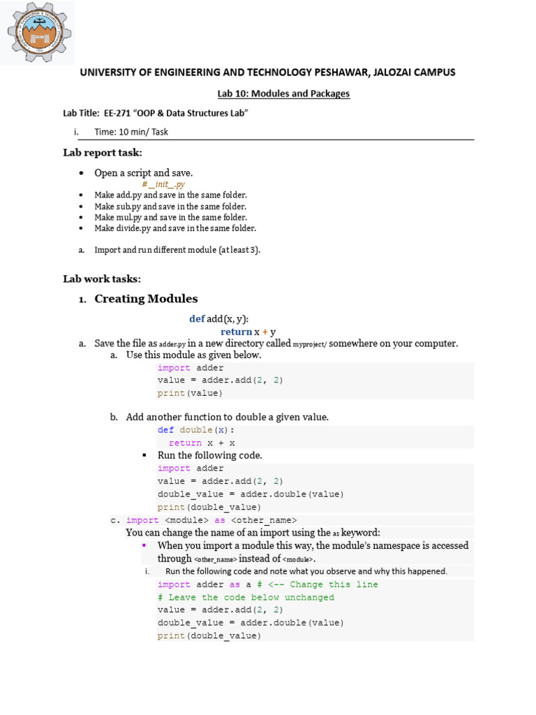 Python Modules and Packages Lab Guide | PDF