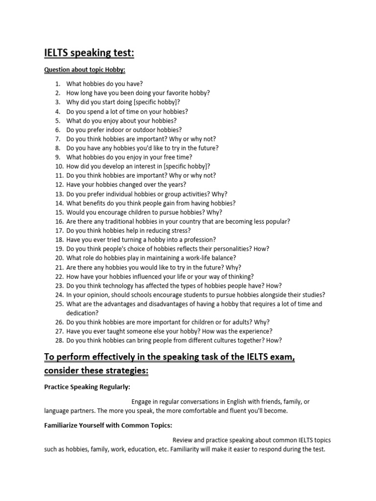 IELTS Speaking Test | PDF | Hobbies | Thought