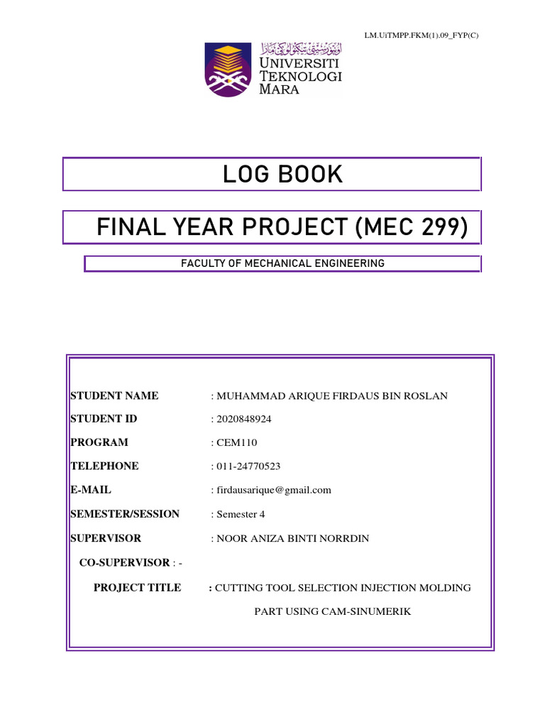 FYP Log Book: Mechanical Eng. | PDF | Cognition