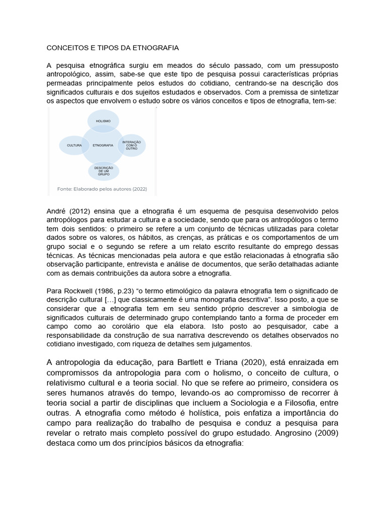 Conceitos e Tipos Da Etnografia | PDF | Etnografia | Antropologia