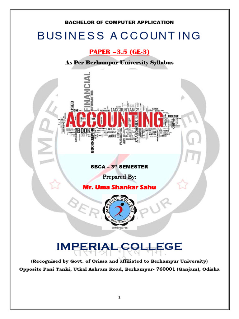Business Accounting Unit 1 | PDF