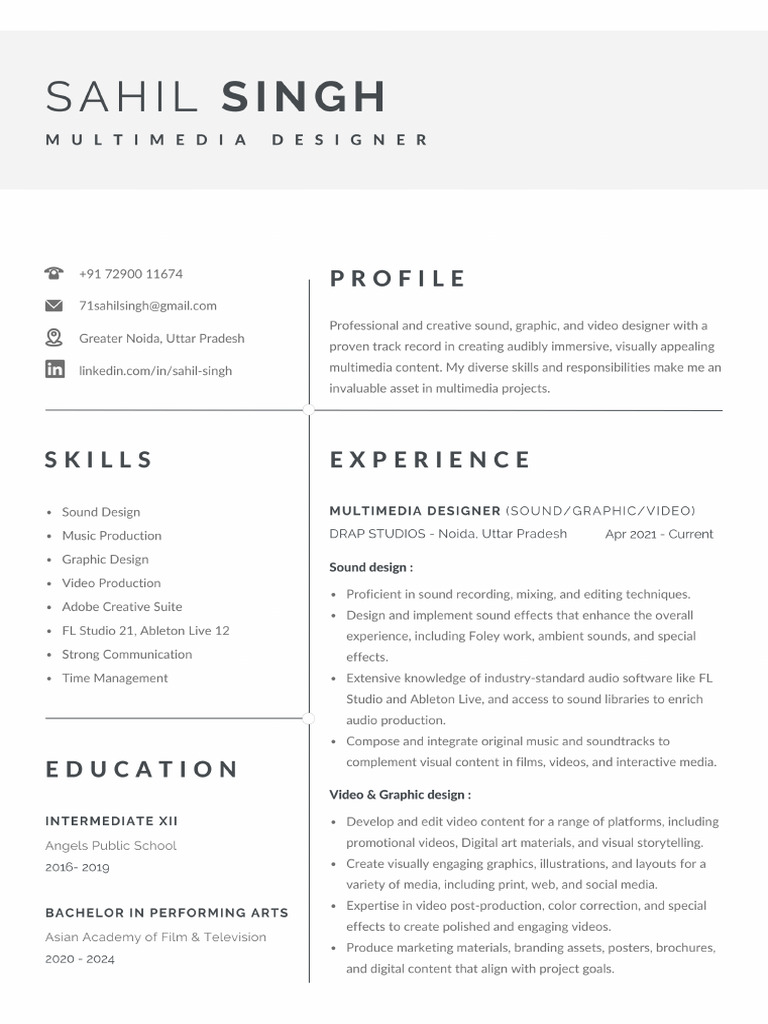 Sahil Singh - CV | PDF